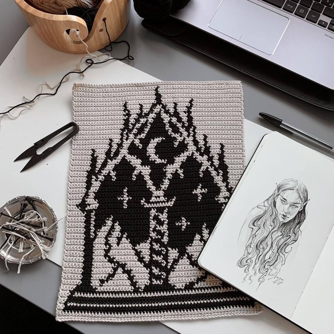 Tapestry Crochet Pattern With Celestial Gothic Windows | Fantasy Wall ...