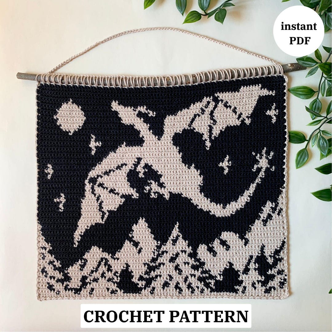 Dragon Tapestry Crochet Pattern | Romantasy Inspired Wall Art | Bookish ...