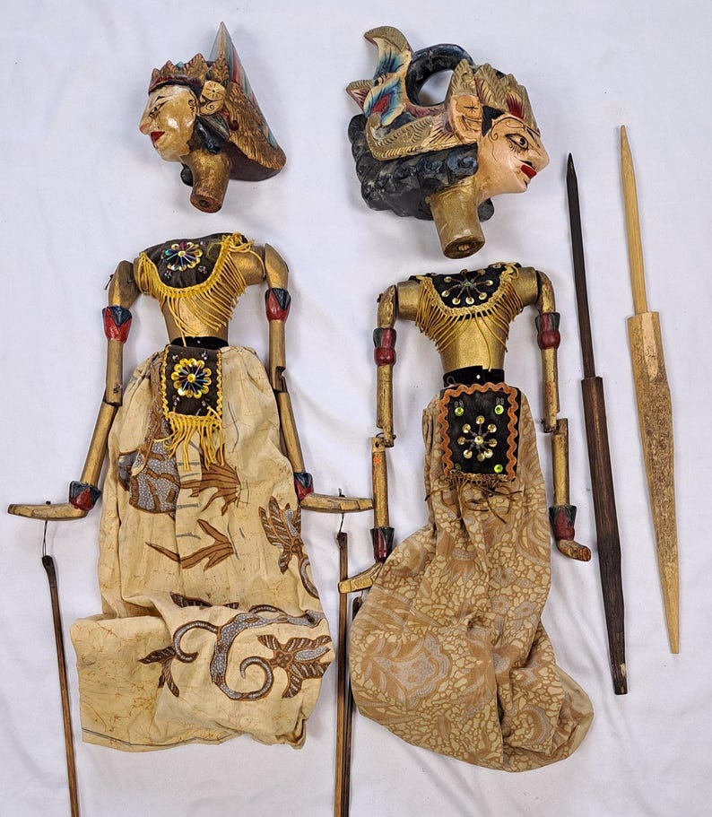 Antique Original Asian Oriental Puppet Doll Wayang Golek Wood Demon ...