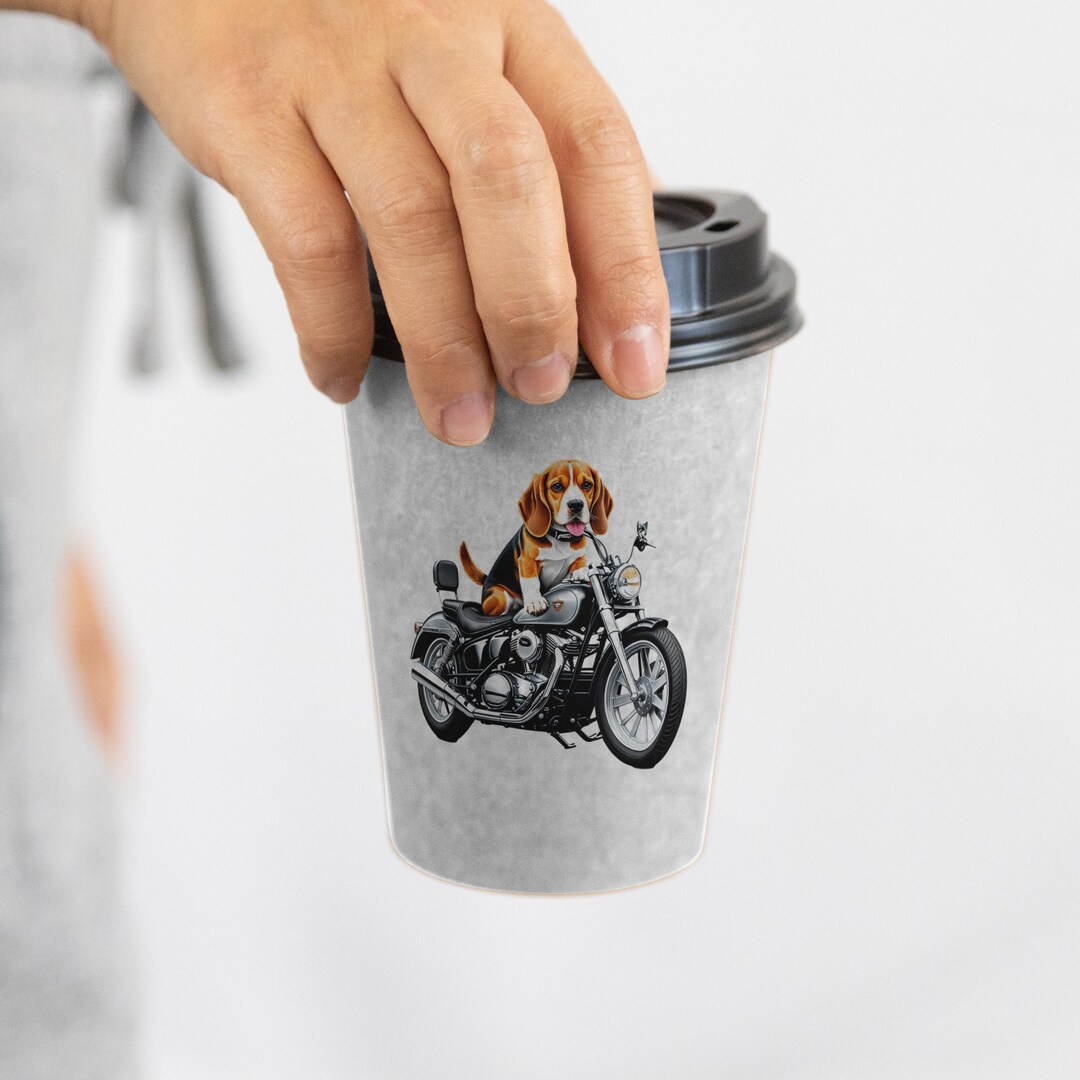 Beagle on Motorcycle, Digital PNG File, Funny Beagle Picture, Wall Art ...