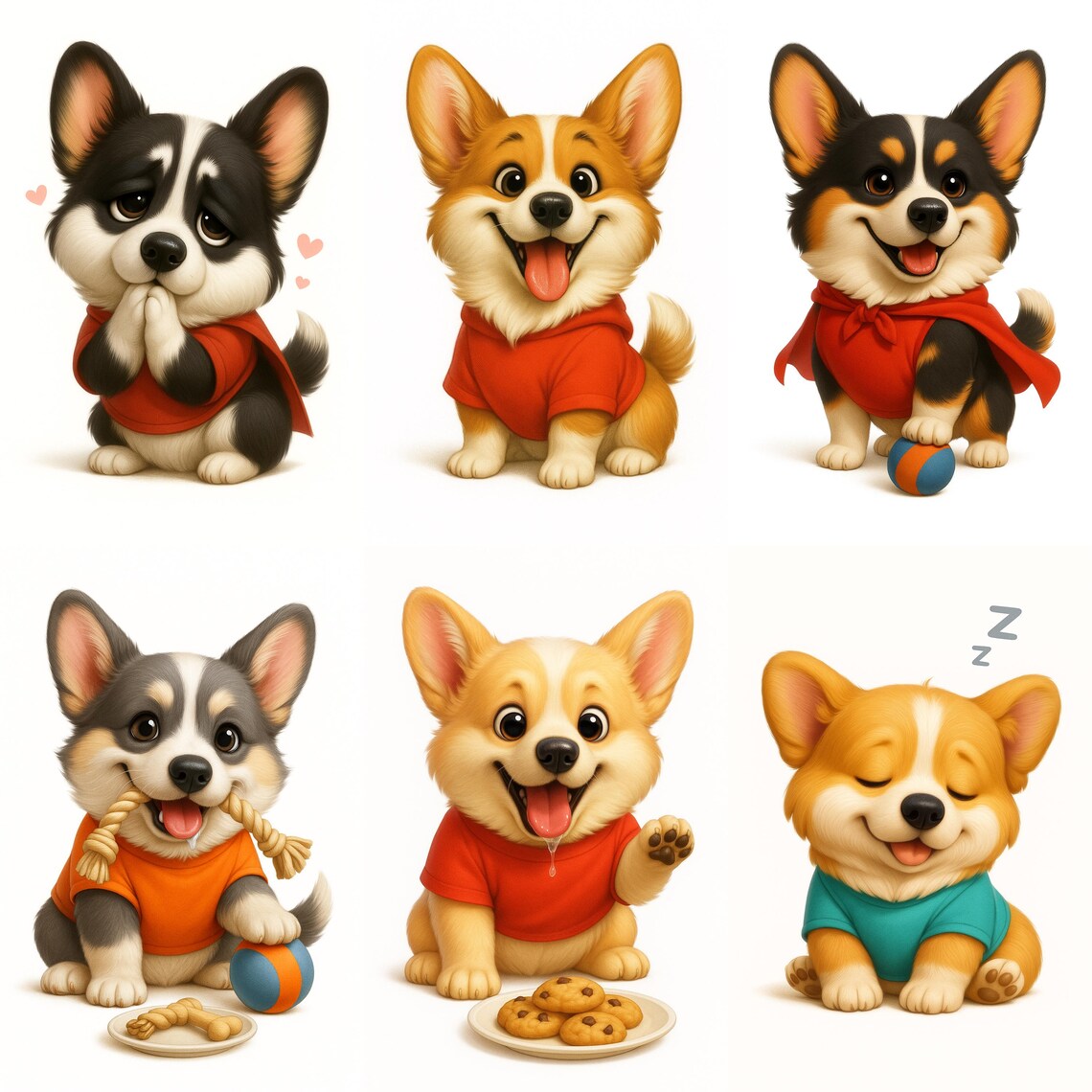 Cute Corgi Clipart Set • Funny Dog Art for Stickers • Funny Puppy Art ...