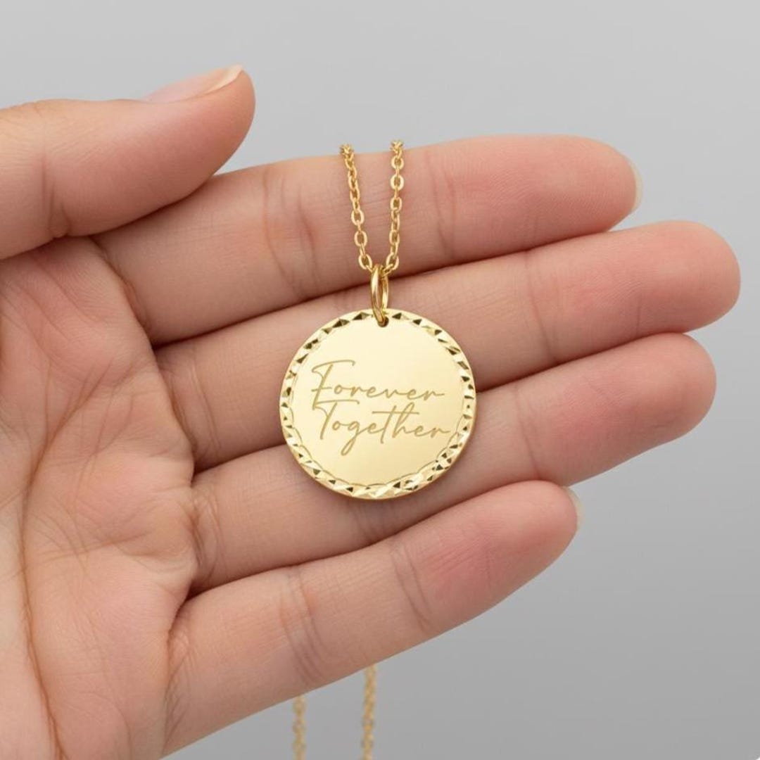 Custom Engraved Round Cut Disc, 18K Solid Gold Custom Handwriting ...