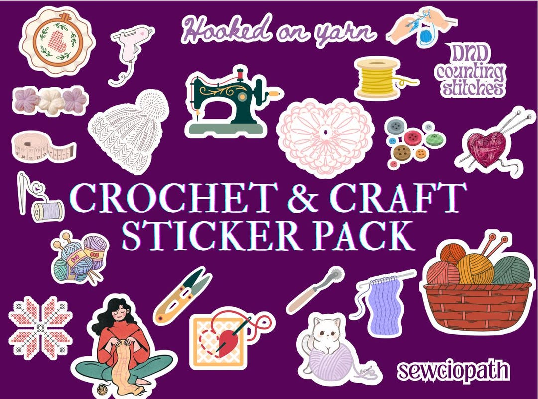 Cute Handicraft Digital Stickers | Crochet, Sewing, Yarn Planner ...