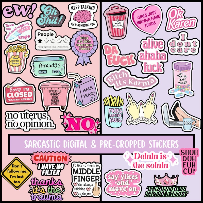 Funny Saying Stickers Pdf - Etsy
