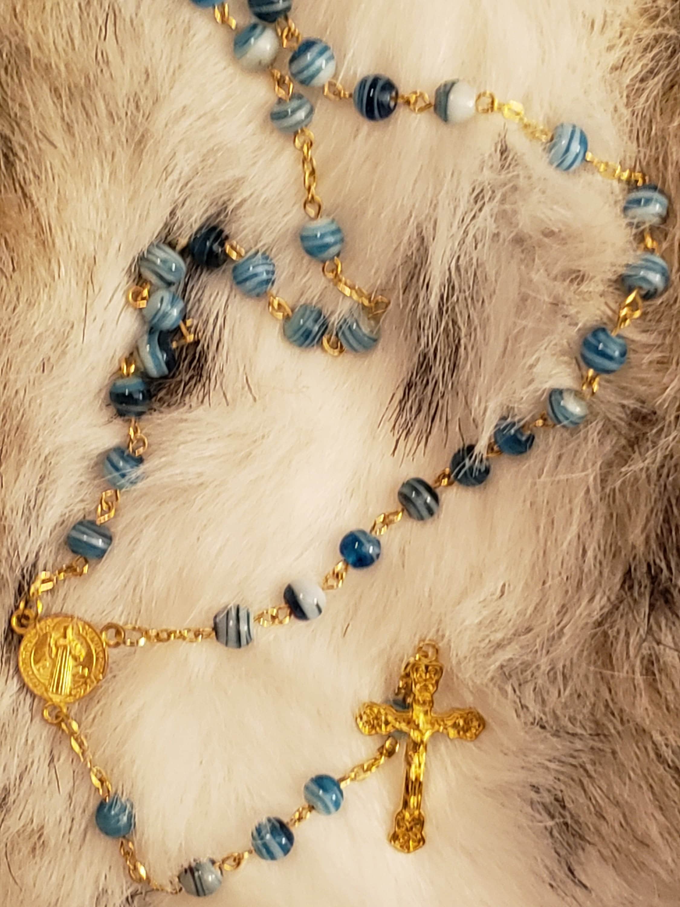 Lovely Blue Rosary With 6mm Handmade Beads Gold Crucifix and - Etsy Sweden