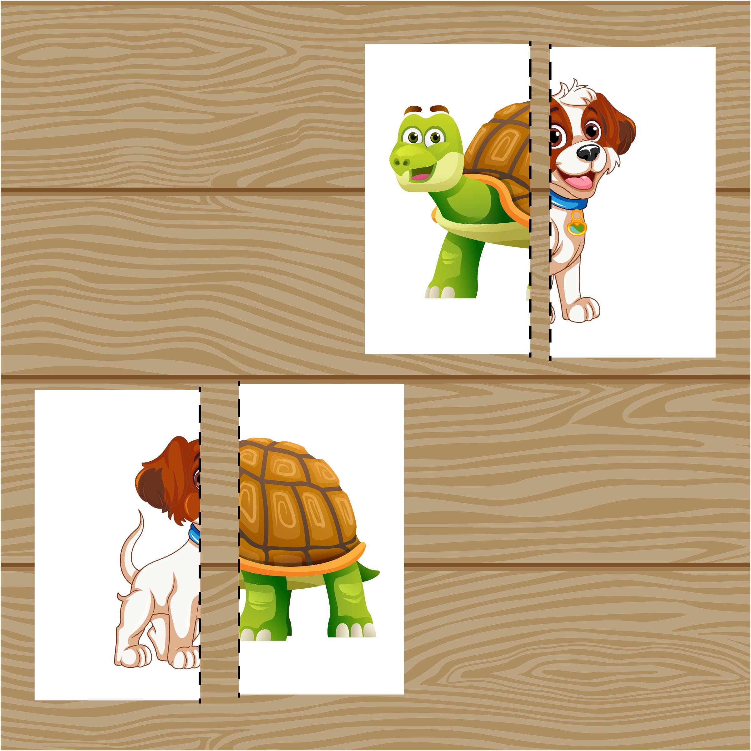 Animal Matching Game Printable | Preschool Learning Activity | Cut and ...