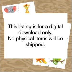 Animal Matching Game Printable | Preschool Learning Activity | Cut and ...