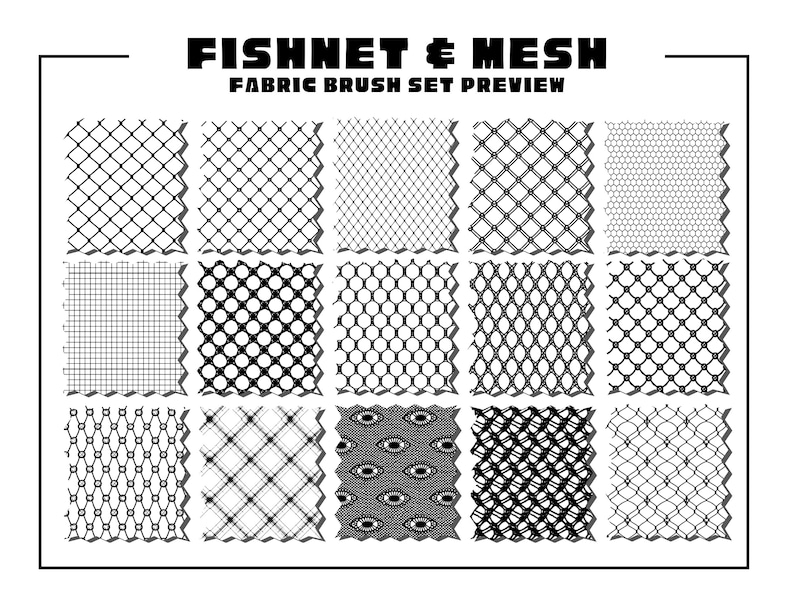 Procreate Fischnetz-Pinsel-Set Stoff-Mesh-Bündel Spitze Bürsten Strass ...