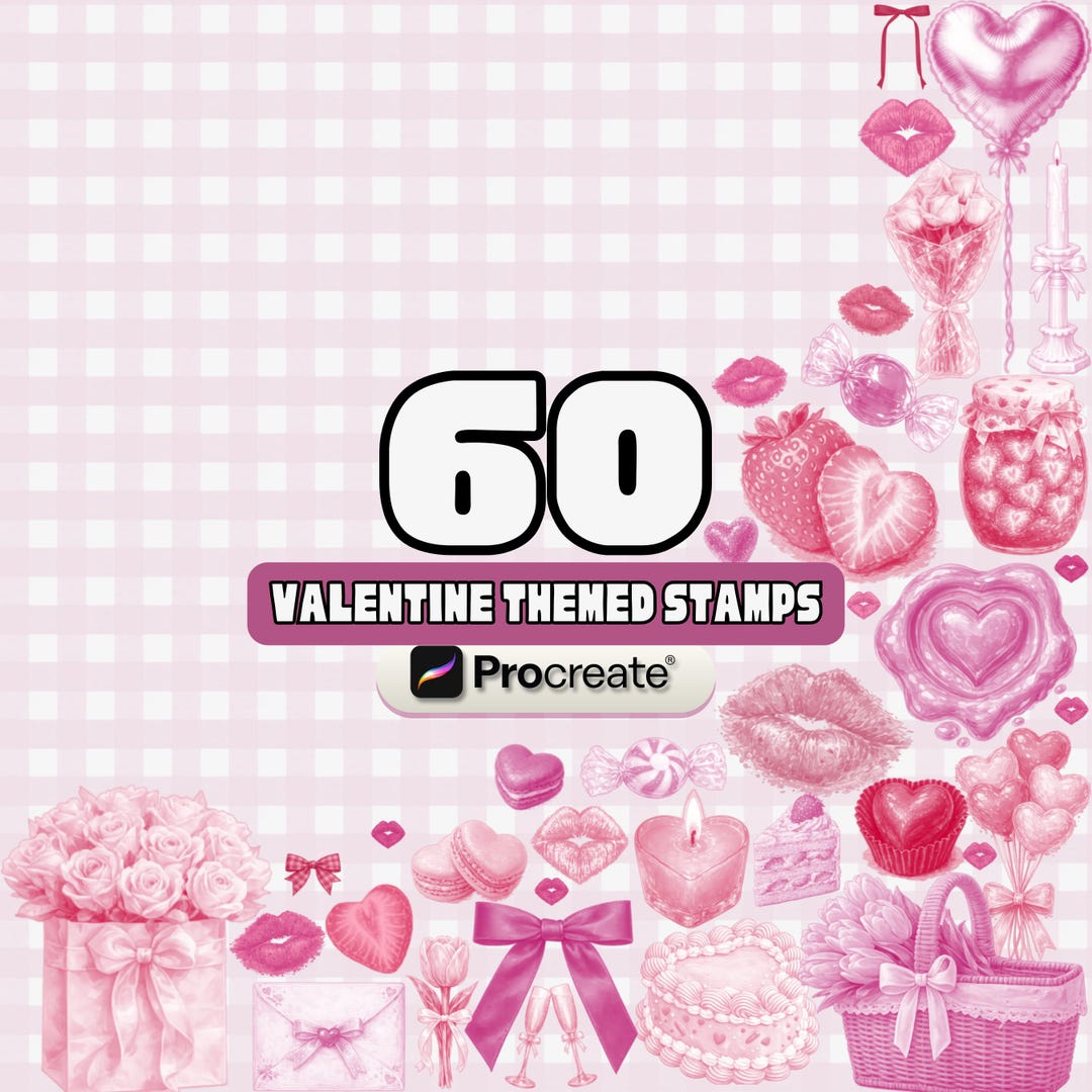 Procreate Heart Stamps Valentines Day Themed Stamp Set Love Roses ...