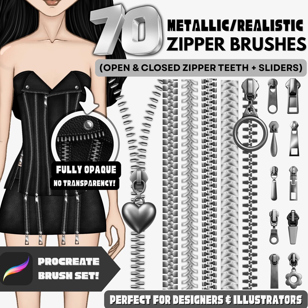 Procreate Zipper Brush Set Metallic Opaque Zipper Brushes Realistic ...