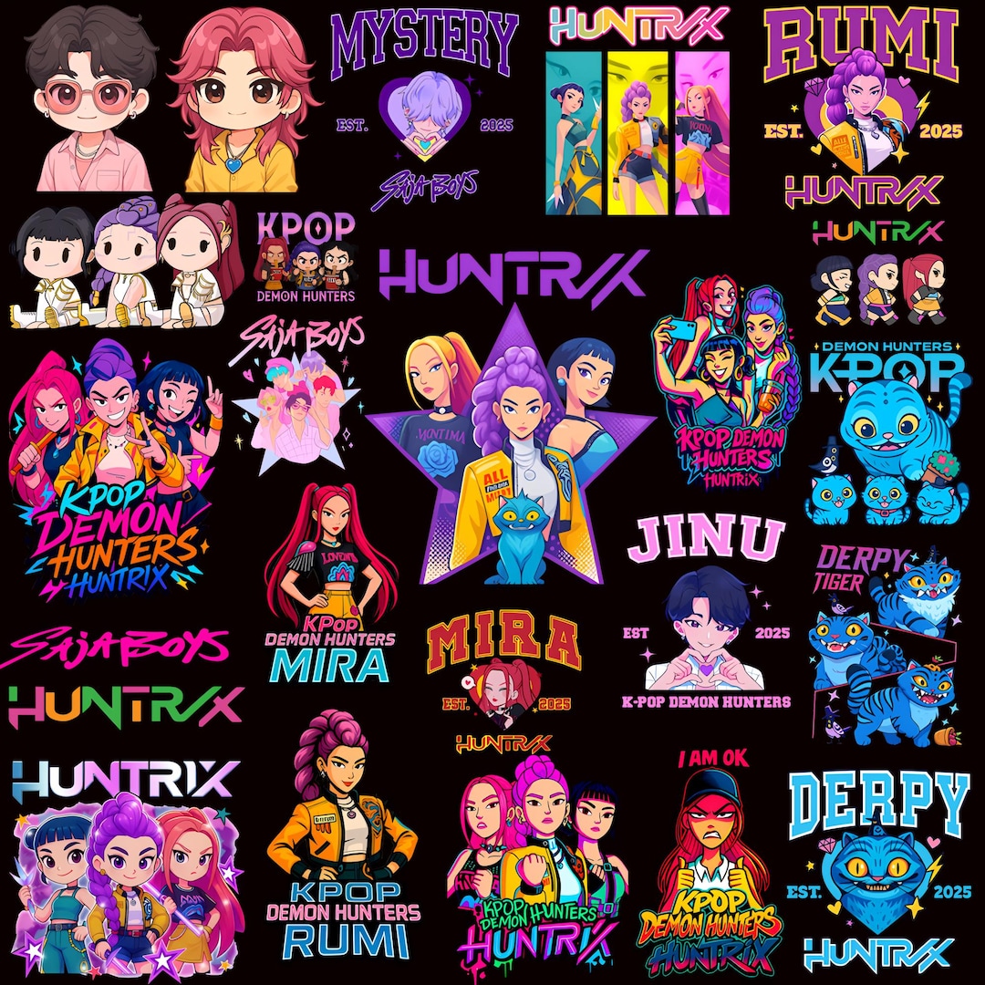 Huntrix Kpop Demon Hunters PNG | Kpop Idol Shirt Design| Girl Dinner ...