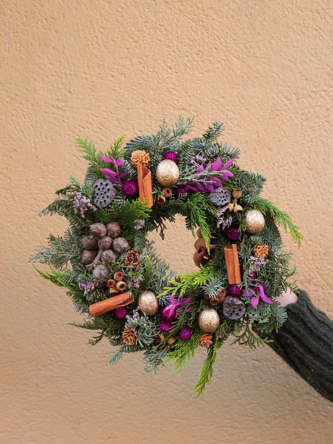 Christmas Wreath Made of Natural Nobilis Fir – Elegant Handmade Door ...