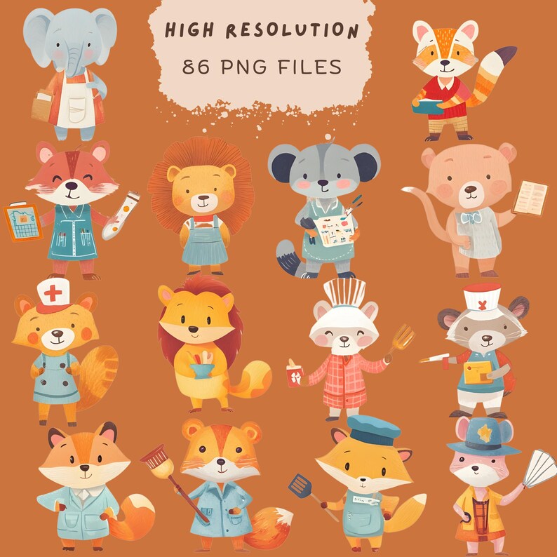 86 Animal Professions Clipart, PNG, Cute Careers, Educational Clipart ...