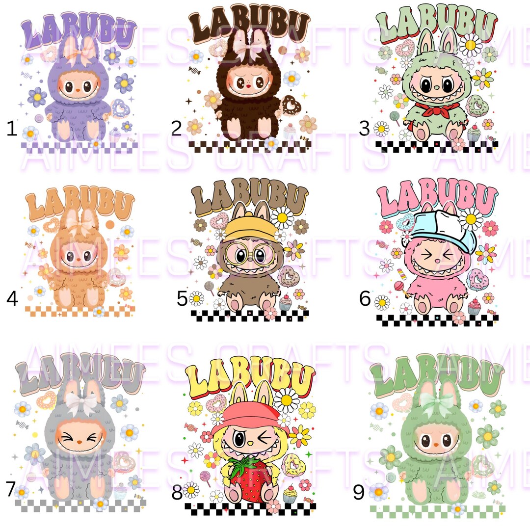 Labubu Iron on Decal DTF Transfer A6 A5 A4 A3 Tshirt Ready to Press ...
