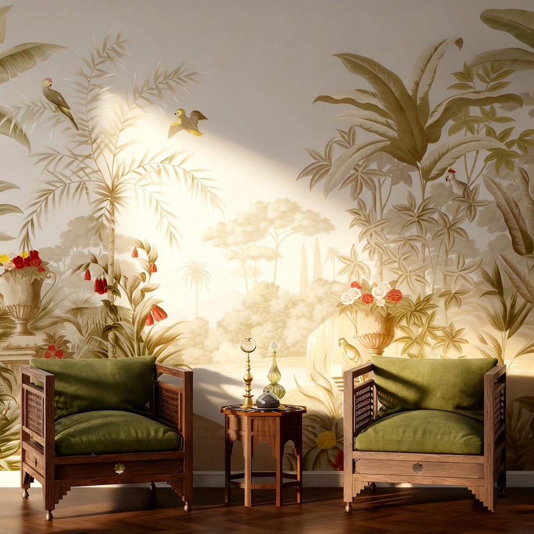 Tropical Palm Tree Wallpaper Mural: Exotic Jungle Peel and Stick - Etsy