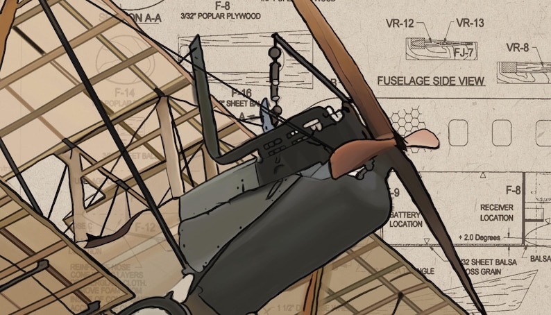Vintage Biplane Blueprint Wall Art: WWI Aircraft Engineering Drawing - Etsy