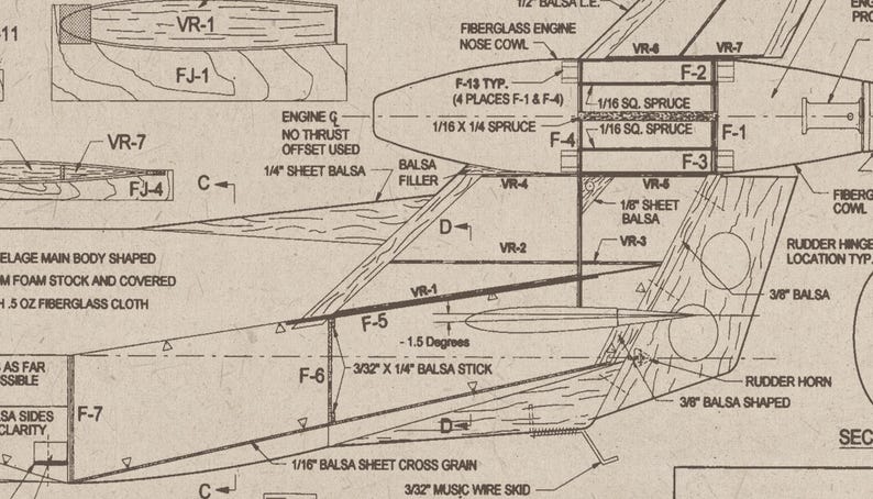 Vintage Biplane Blueprint Wall Art: WWI Aircraft Engineering Drawing - Etsy