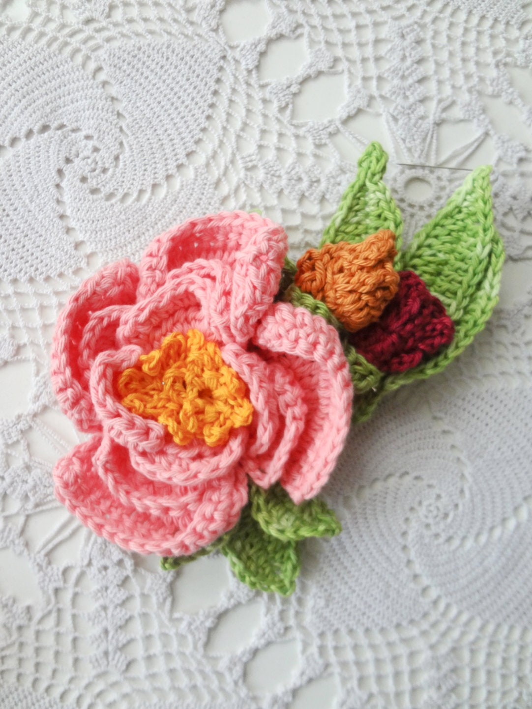 CROCHET PATTERN Peony Necklace Crochet Peony | Etsy