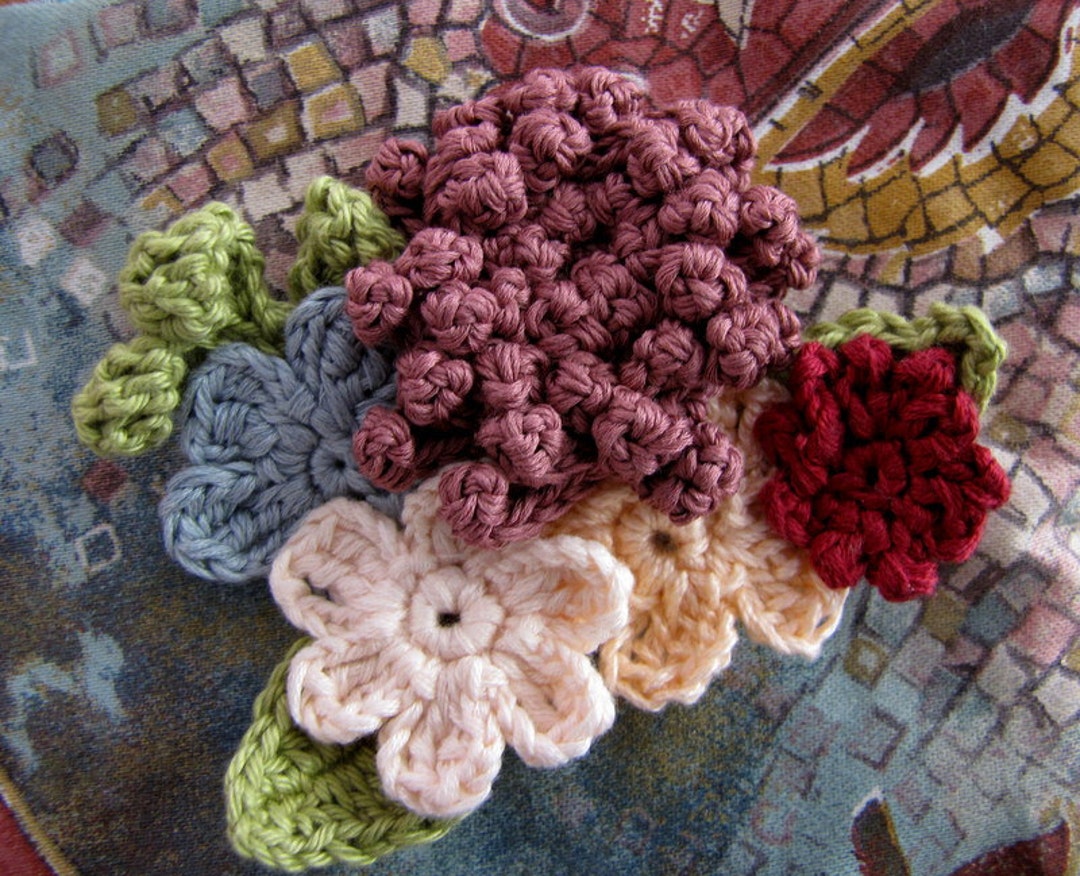 Crochet Pattern-romantic Bohemian Brooch - Crocheted Flowers,crochet ...