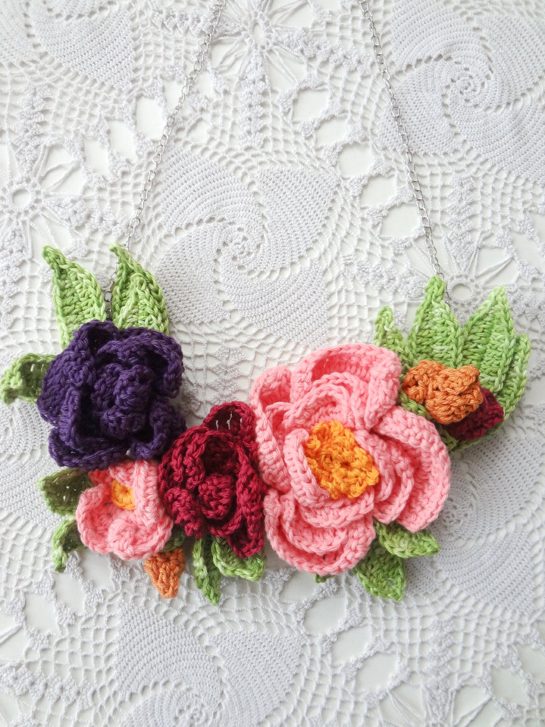 CROCHET PATTERN Peony Necklace Crochet Peony | Etsy