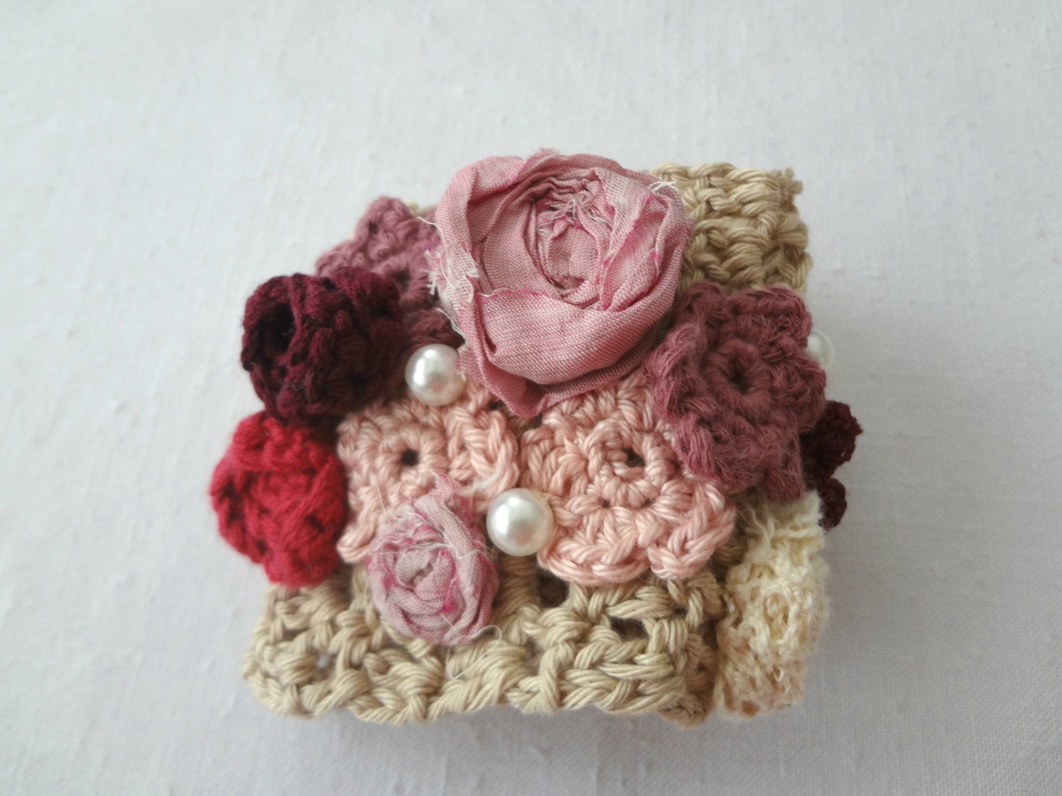 CROCHET PATTERN Shabby Chic Crochet Flower Braceletflower | Etsy