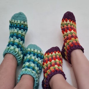 CROCHET PATTERN Granny Socks, Granny Stripe Socks, Crochet Socks, Crochet Slippers, Crochet ...