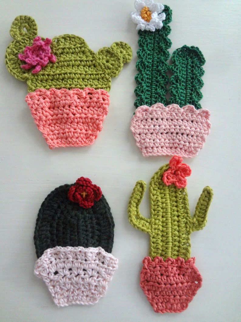 CROCHET PATTERN Cacti Applique Crochet Cacti Cacti Applique - Etsy