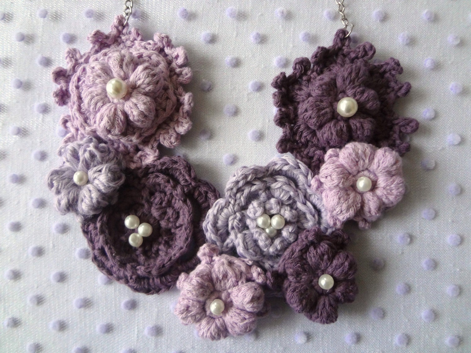CROCHET PATTERN Purple Puff Flower Necklace Crochet | Etsy