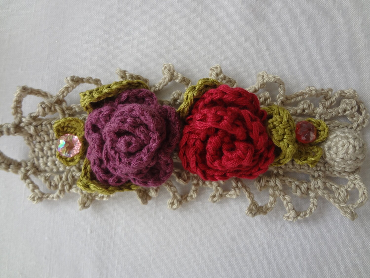 CROCHET PATTERN Vintage Rose Bracelet PDF Pattern Photo - Etsy
