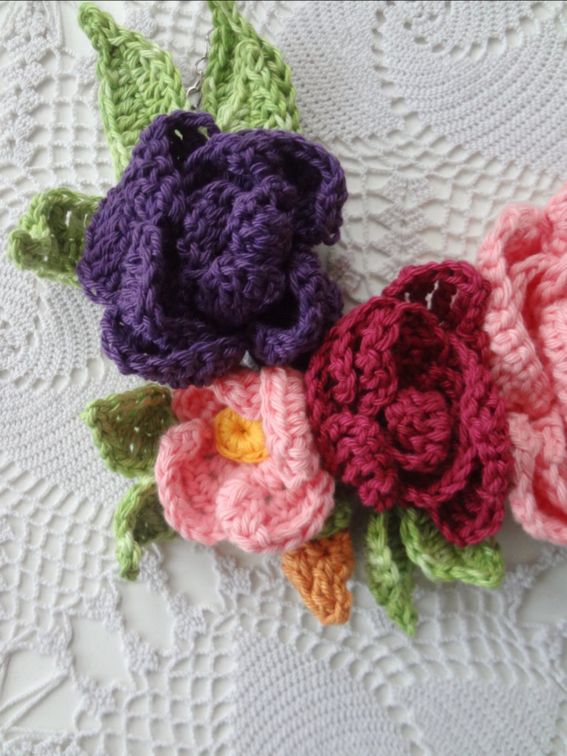 CROCHET PATTERN Peony Necklace Crochet Peony | Etsy