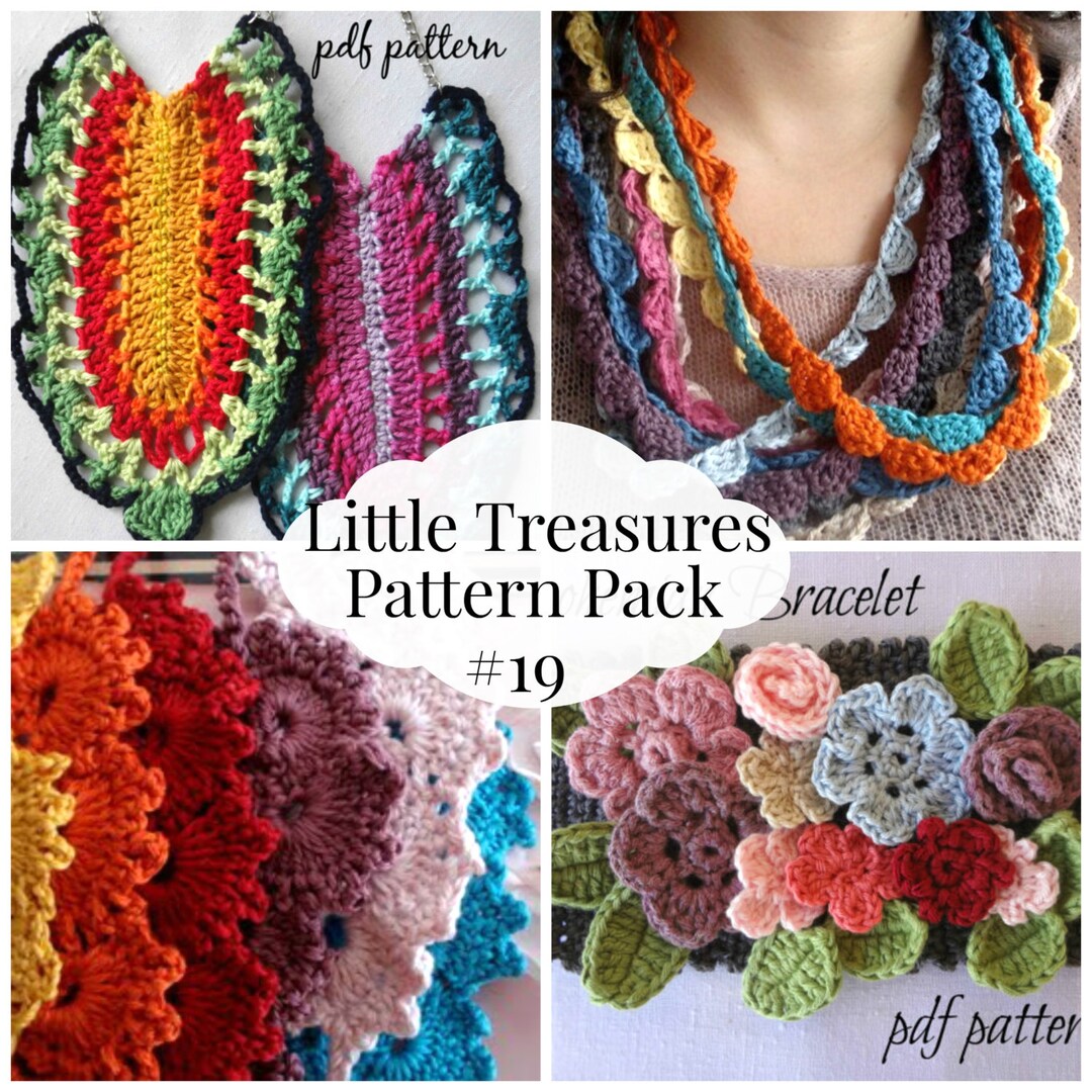 CROCHET PATTERN Discount Pack #19 - 4 PDF Patterns,crocheted Necklaces ...