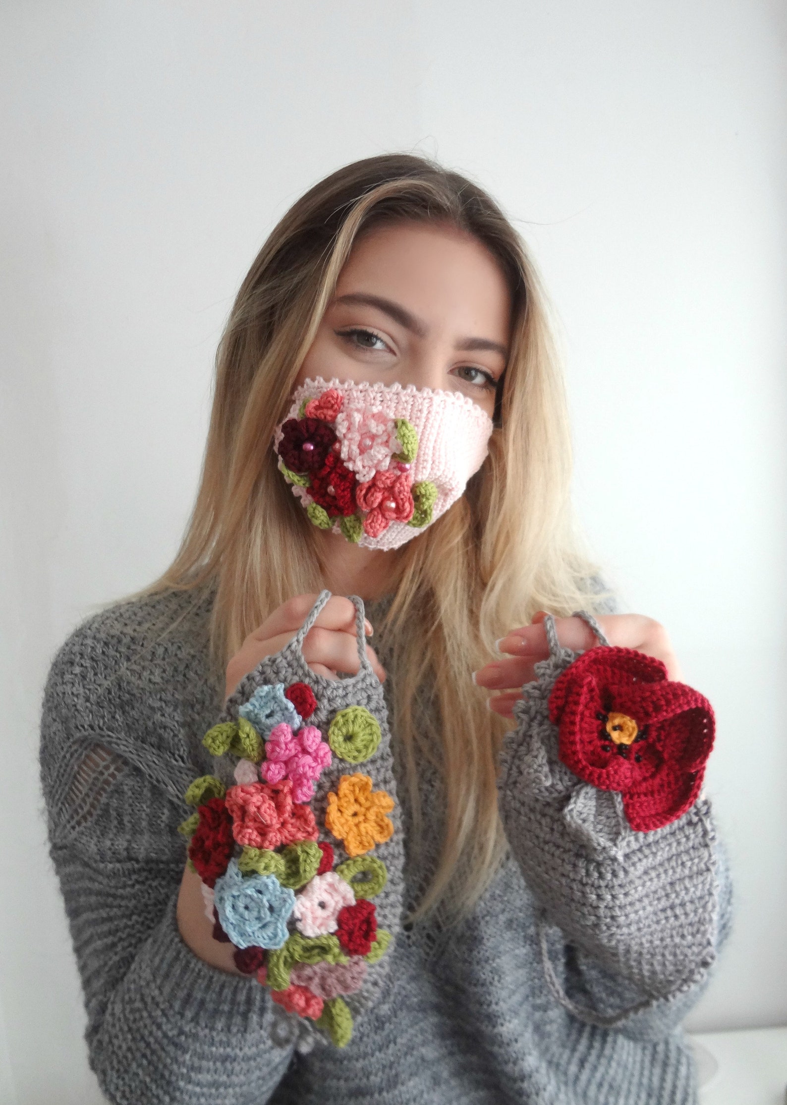 Bohemian Face Mask Crochet Pattern. Crochet Flower Mask - Etsy