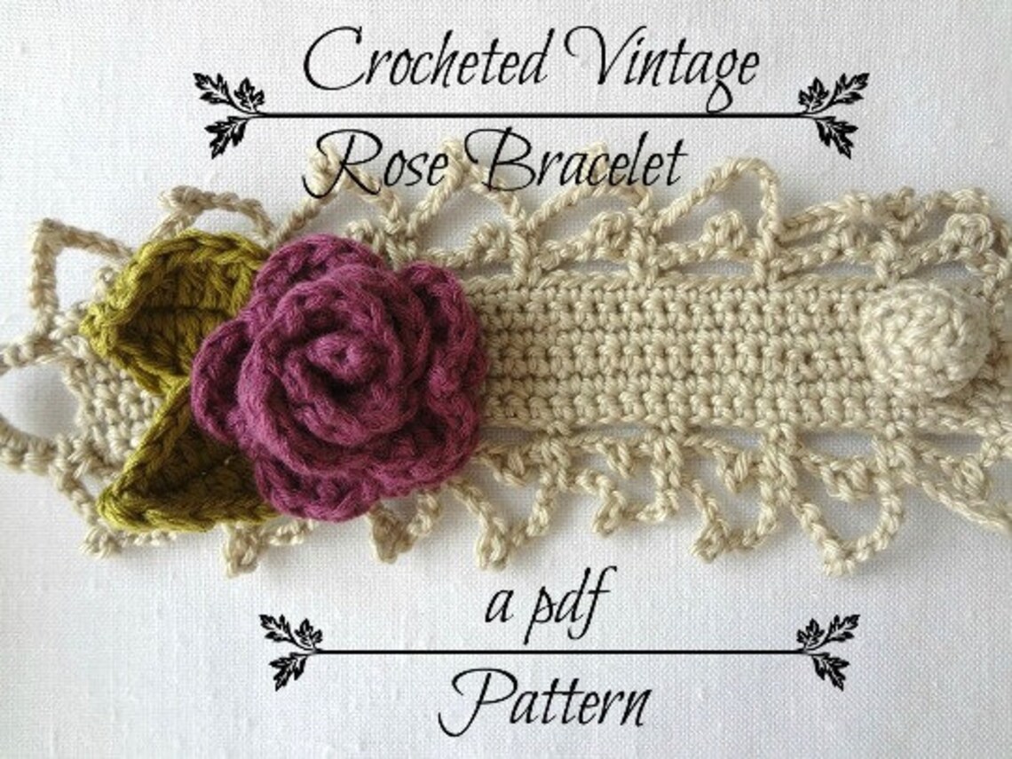CROCHET PATTERN Vintage Rose Bracelet PDF Pattern Photo | Etsy