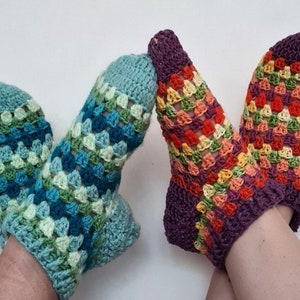 CROCHET PATTERN Granny Socks, Granny Stripe Socks, Crochet Socks, Crochet Slippers, Crochet ...