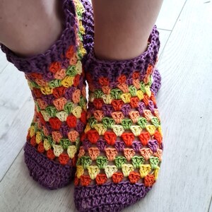 CROCHET PATTERN Granny Socks, Granny Stripe Socks, Crochet Socks, Crochet Slippers, Crochet ...