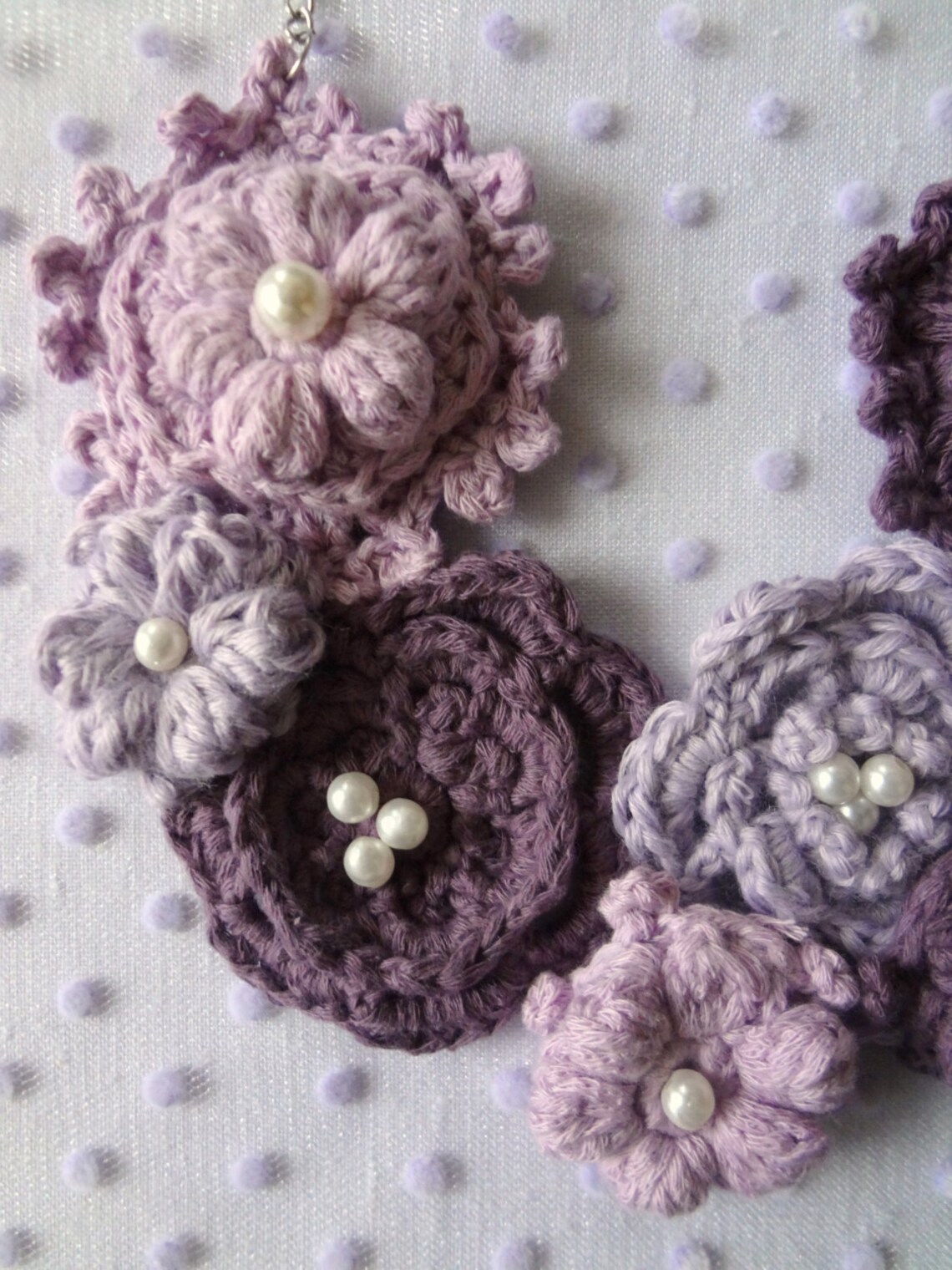 CROCHET PATTERN Purple Puff Flower Necklace Crochet | Etsy