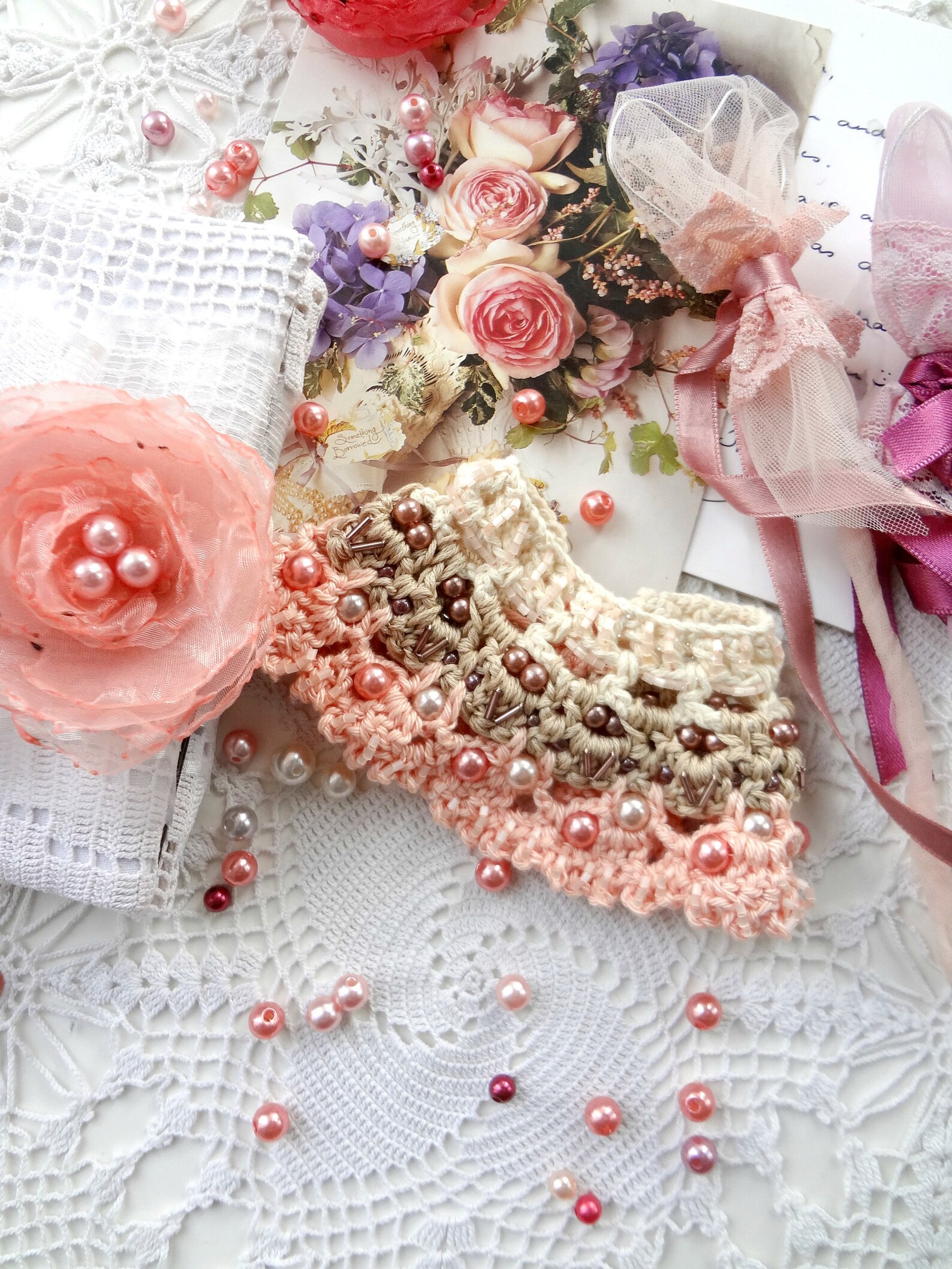 DIGITAL CROCHET PATTERN Shabby Chic Romantic Cuffcrochet | Etsy