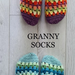 CROCHET PATTERN Granny Socks, Granny Stripe Socks, Crochet Socks, Crochet Slippers, Crochet ...