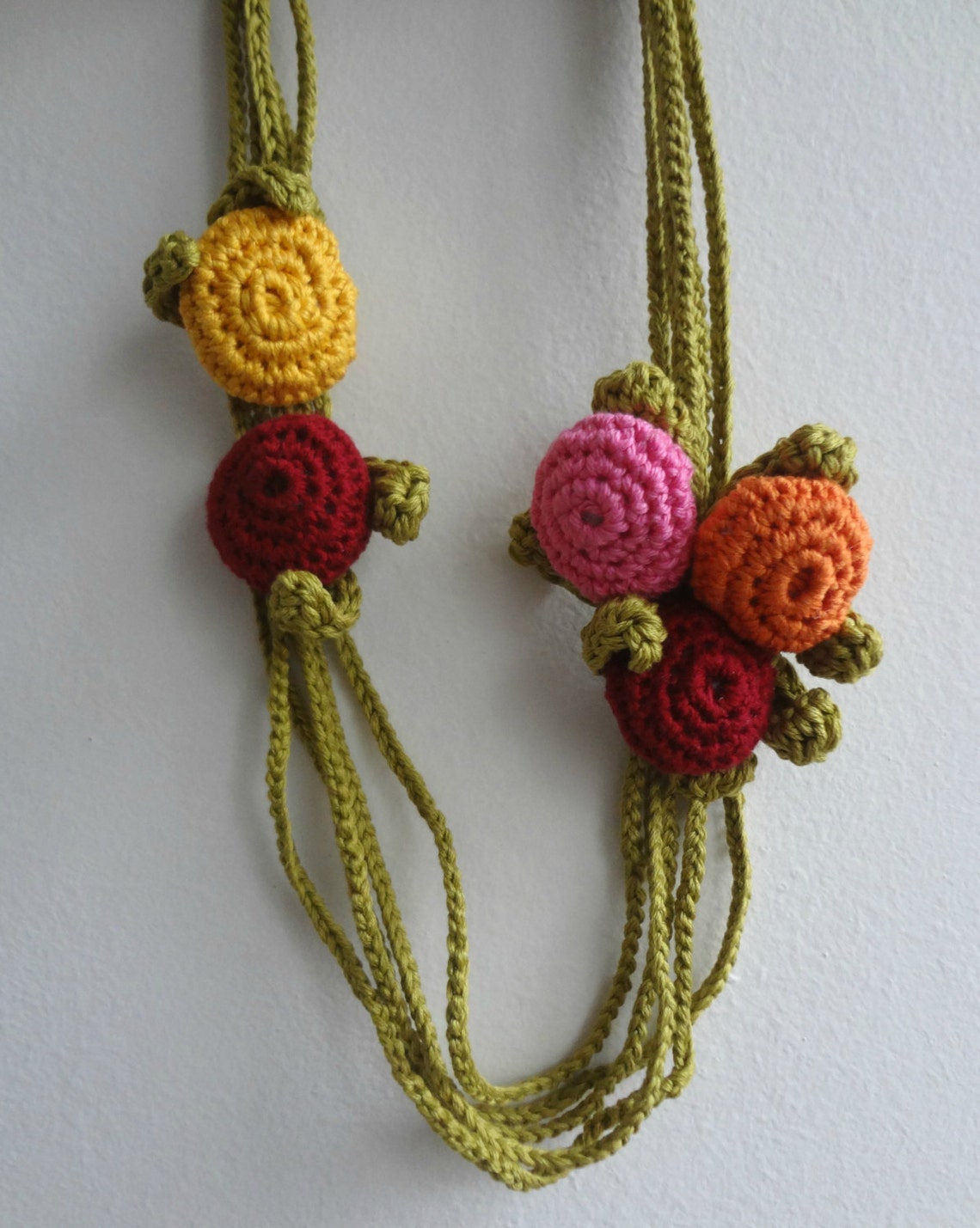 Crochet PDF Pattern Button Necklace Crochted Necklace - Etsy