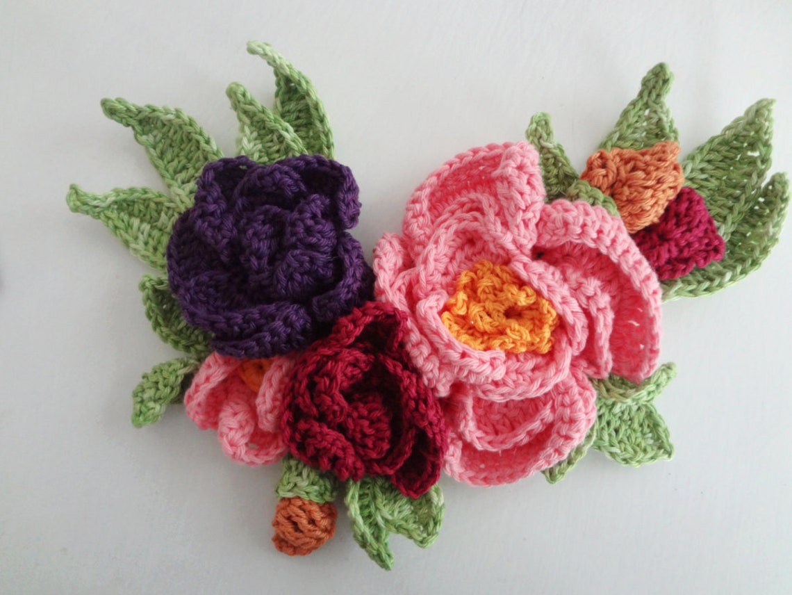 CROCHET PATTERN Peony Necklace Crochet Peony | Etsy