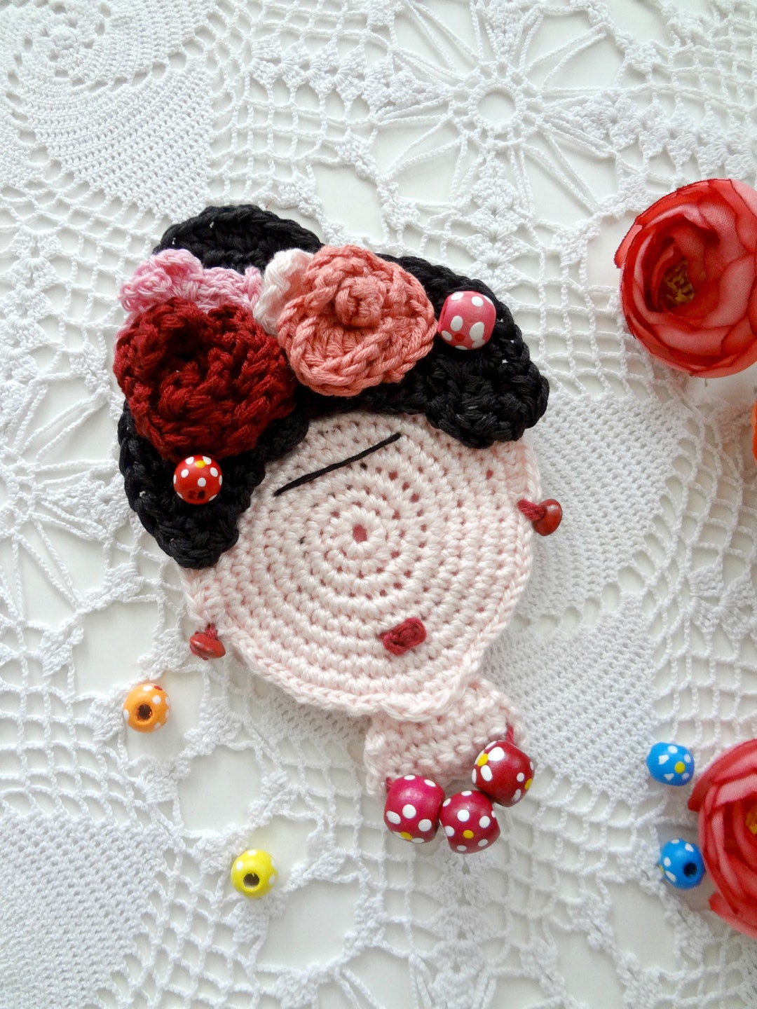 CROCHET PATTERN Frida Kahlo Brooch,crocheted Brooch,crochet Flower ...