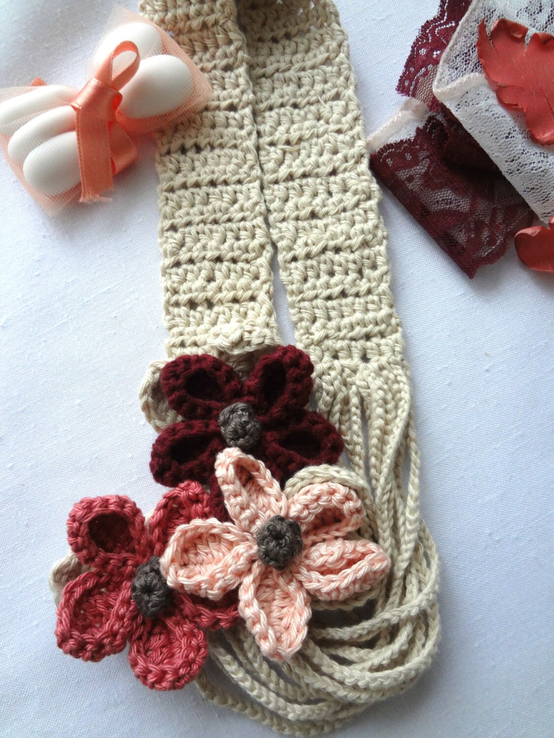 CROCHET PATTERN String Flowers Necklace Crocheted Flower - Etsy