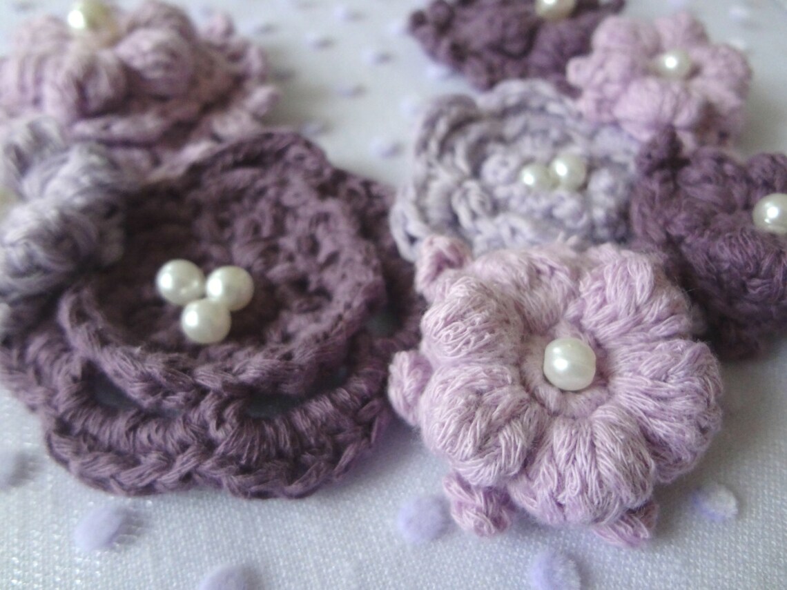 CROCHET PATTERN Purple Puff Flower Necklace Crochet | Etsy