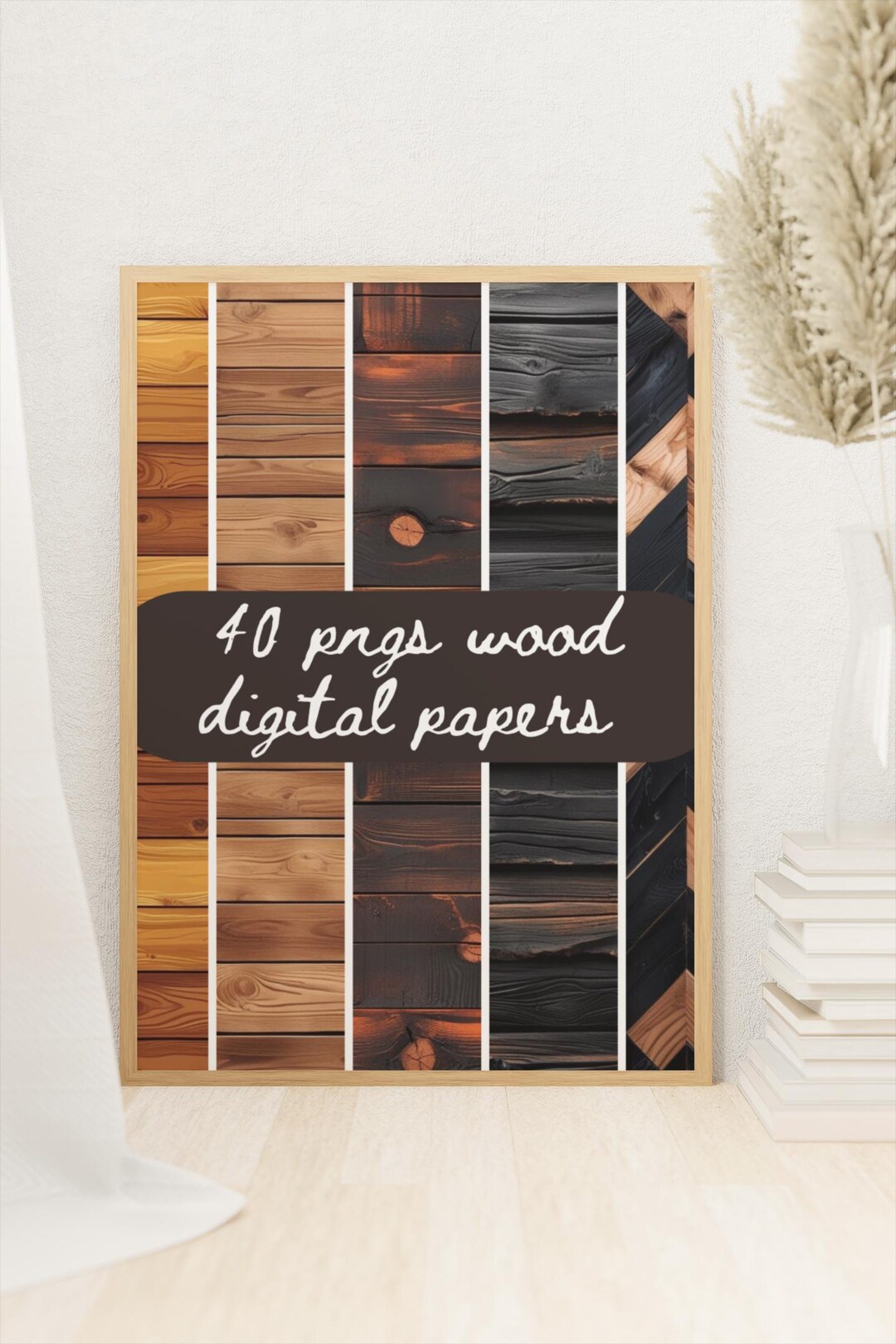 Rustic Wood Digital Paper Bundle –40 Seamless 8.5x11” Backgrounds, 300 ...