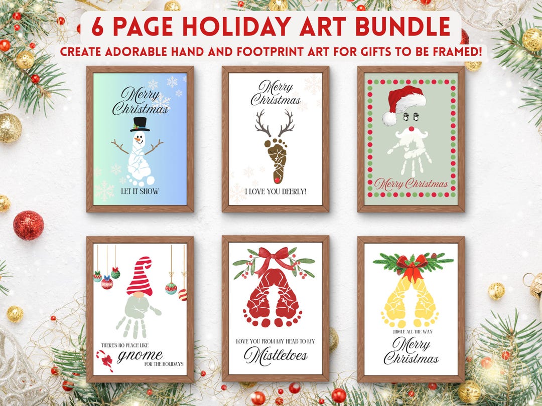 Holiday Handprint Footprint Art, Christmas Keepsake (PDF Templates) - Etsy