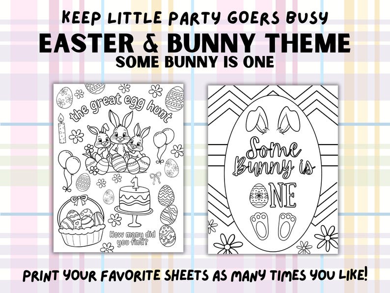 Bunny First Birthday Activity Sheets | Easter Spring Games (printable ...