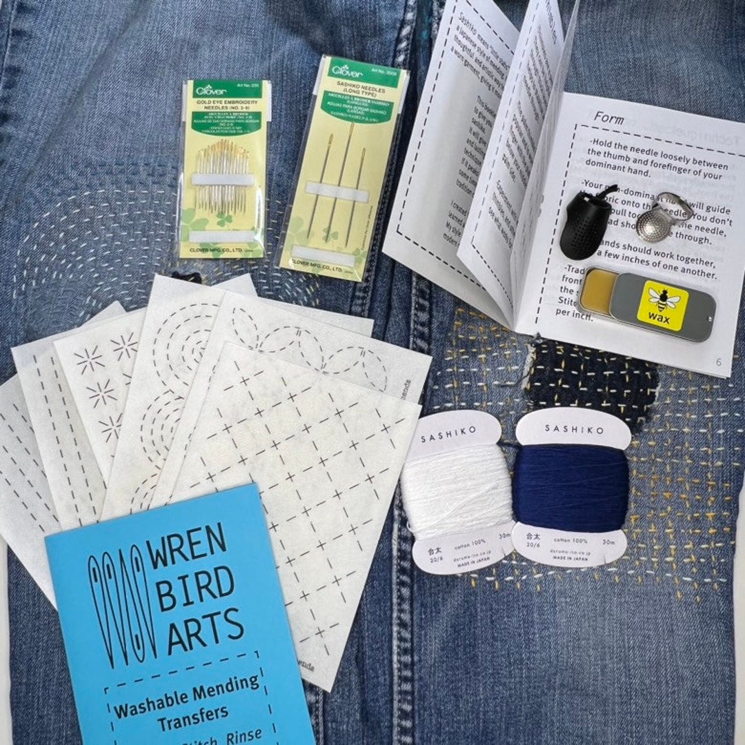 Sashiko Inspired Mending Kit Modern Visible Mending Tool Set - Etsy