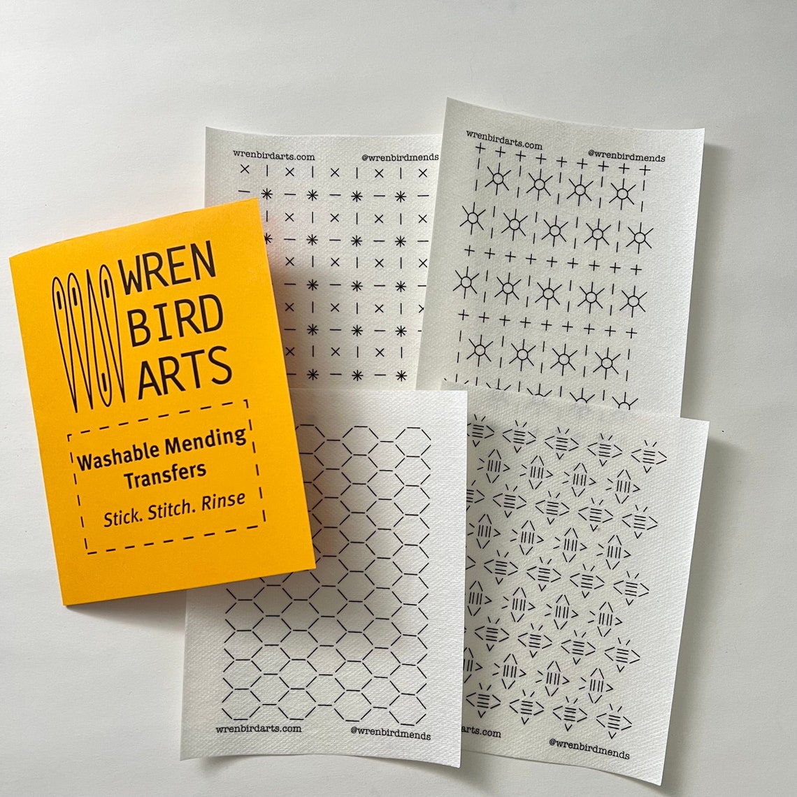 Washable Visible Mending Patterns Set 7 Gold Springtime Patterns - Etsy