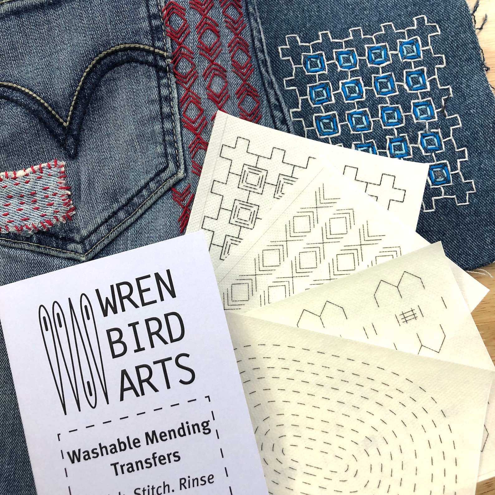 Washable Visible Mending Templates #5 Lavender Package Embroidery ...