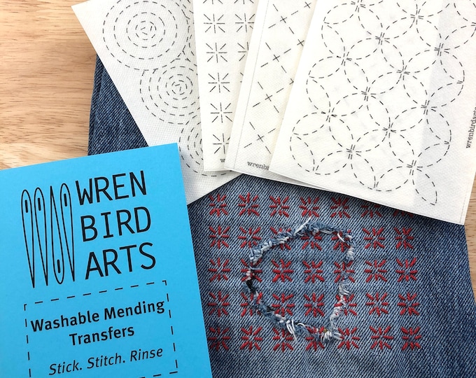 Visible Mending Transfer Value Pack Sashiko Style Pattern Washable ...